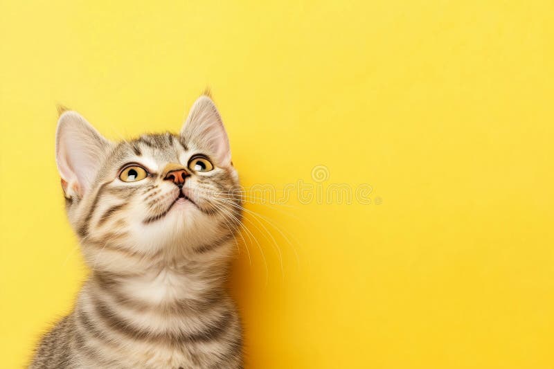 Funny Smiling Cat Portrait on Yellow Stock Illustration - Illustration ...