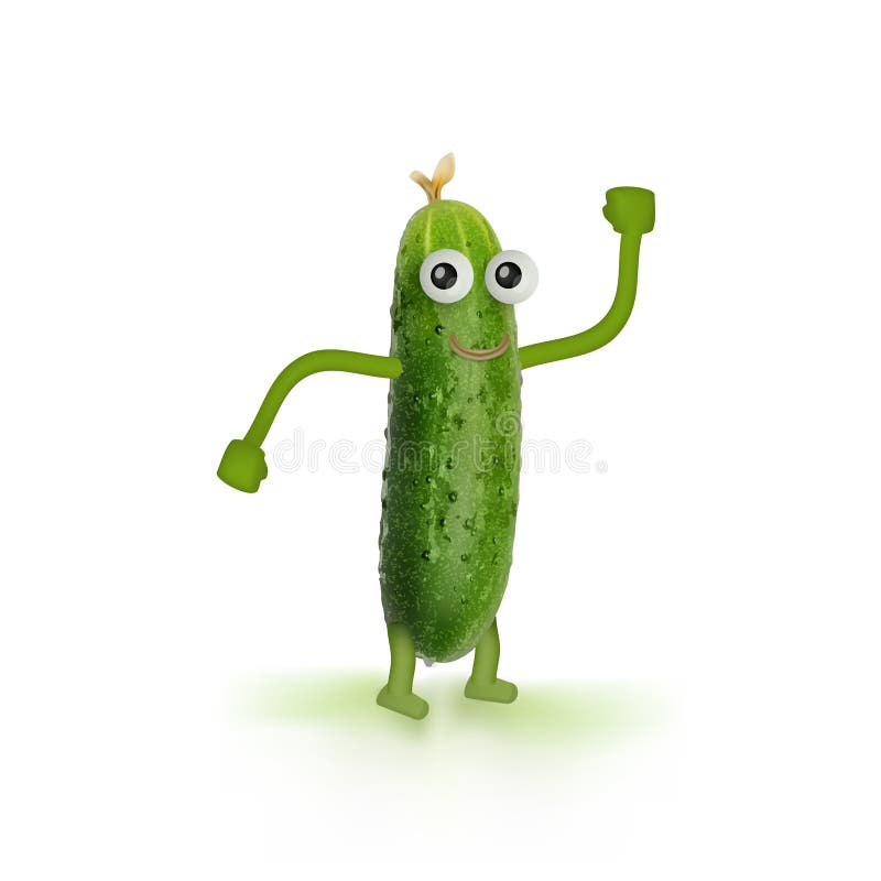Funny Cucumber Character Smiling Stock Vector - Illustration of face ...
