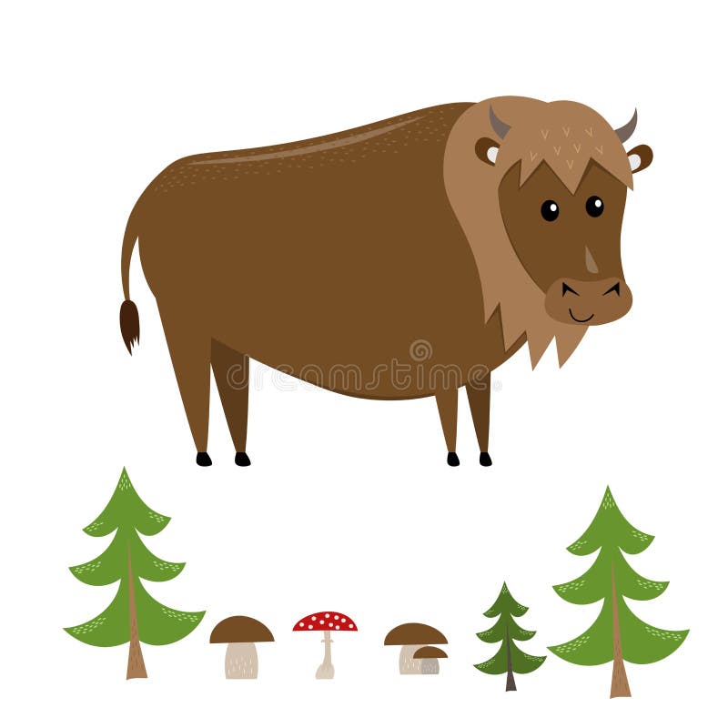 Funny Smiling European Bison Isolated Stock Vector - Illustration of ...