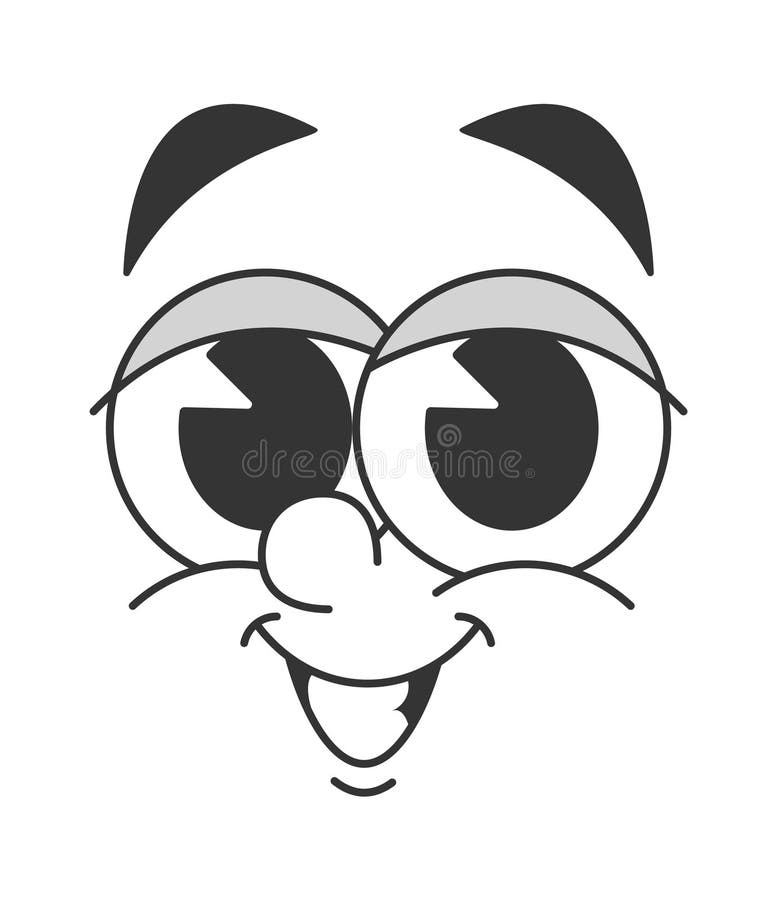 Funny Smiling Expressive Eyes Face Stock Vector - Illustration of ...