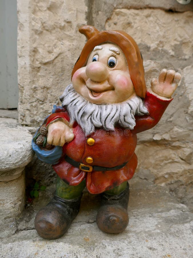 Funny Gnome with Chest and His Friend Cat, Heroes of Russian Cartoons ...