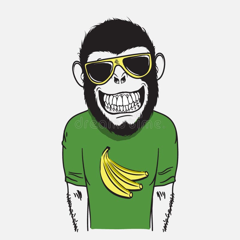 Funny smiling monkey stock vector. Illustration of drawing - 104937298