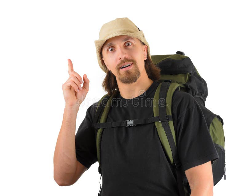 Funny smiling packpacker stock image. Image of handsome - 33207571