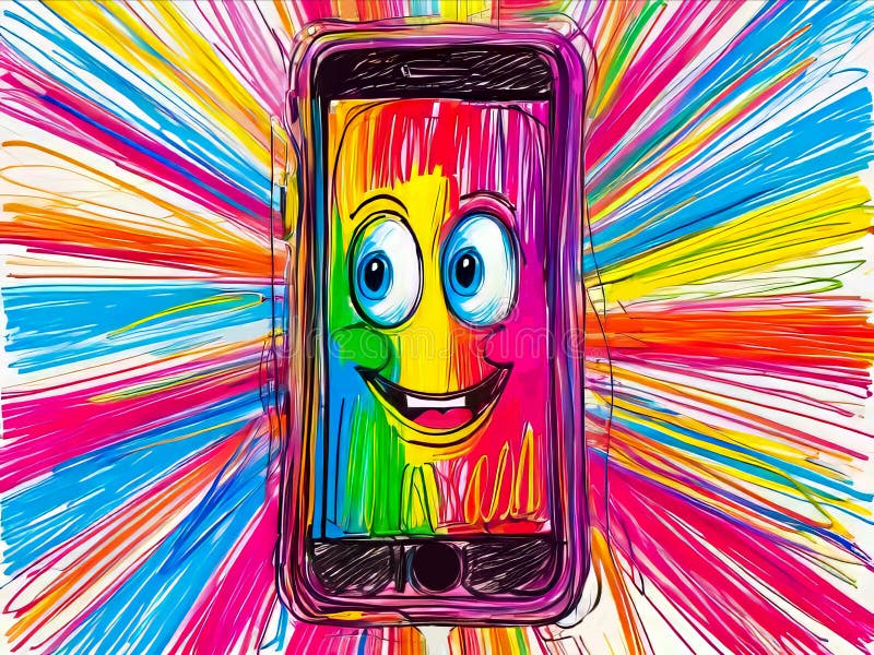 Funny Smiling Smartphone with Face Stock Photo - Image of pencil ...