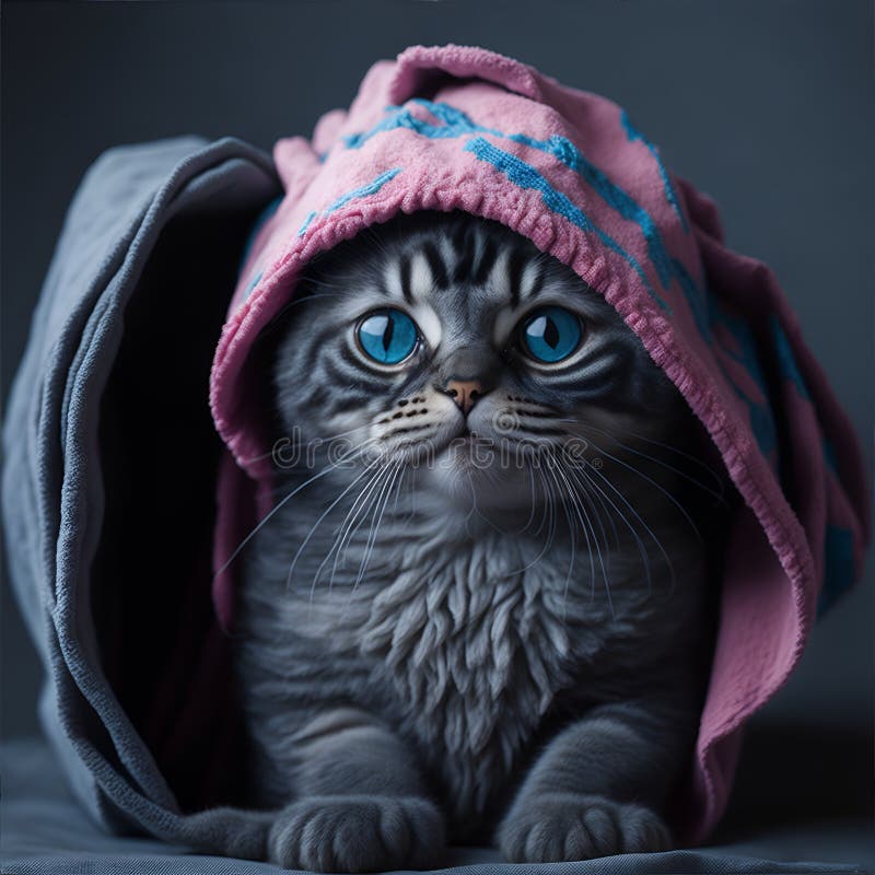 Funny Smiling Wet Gray Tabby Cute Kitten. Ai Generated Stock ...