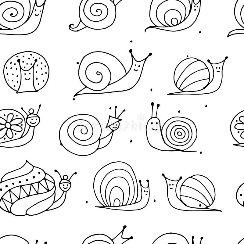 Funny Snails, Seamless Pattern for Your Design Stock Vector ...