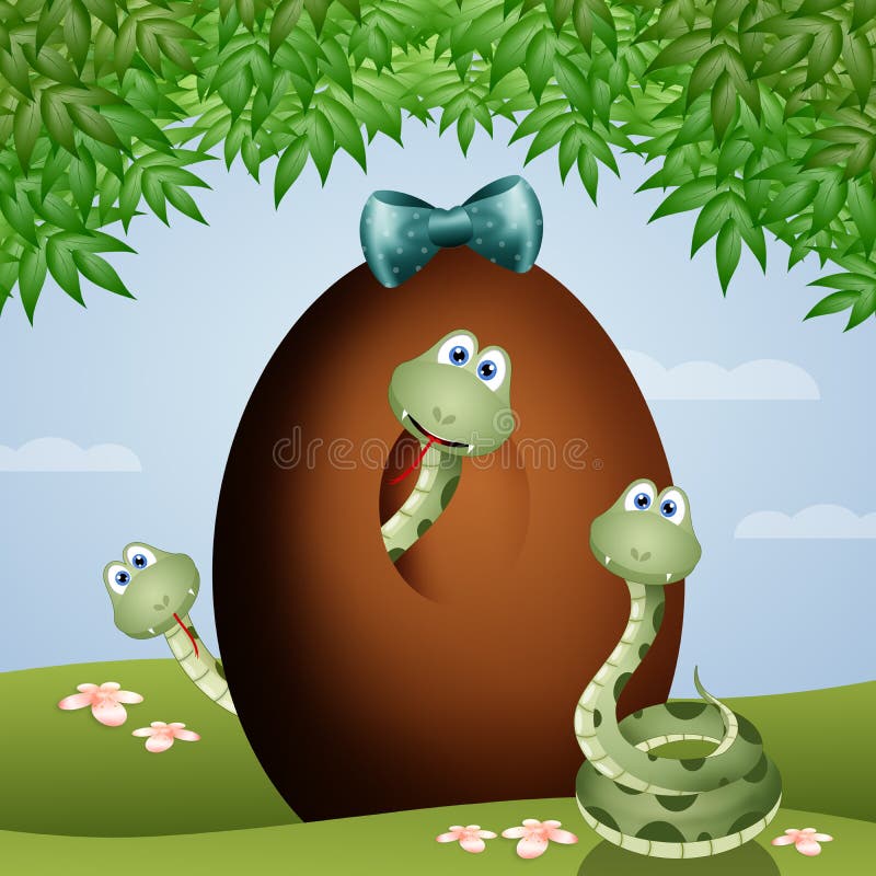 Funny Snake with Easter Eggs Stock Illustration - Illustration of ...