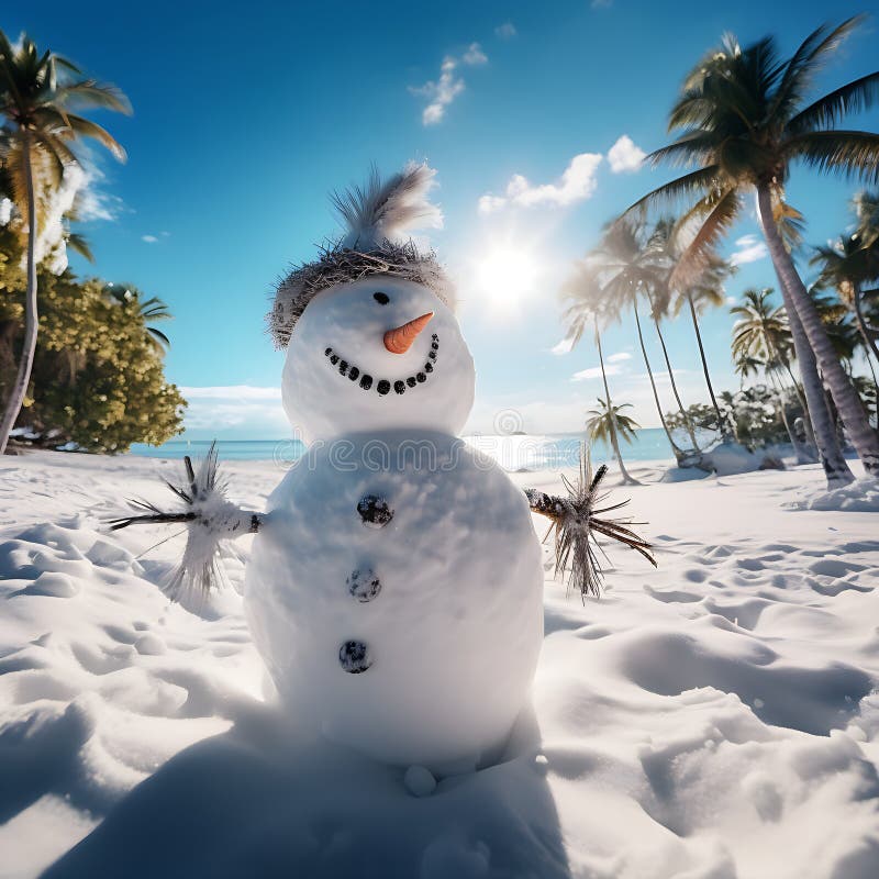A Funny Snowman on the Beach Generated by Artificial Intelligence Stock ...