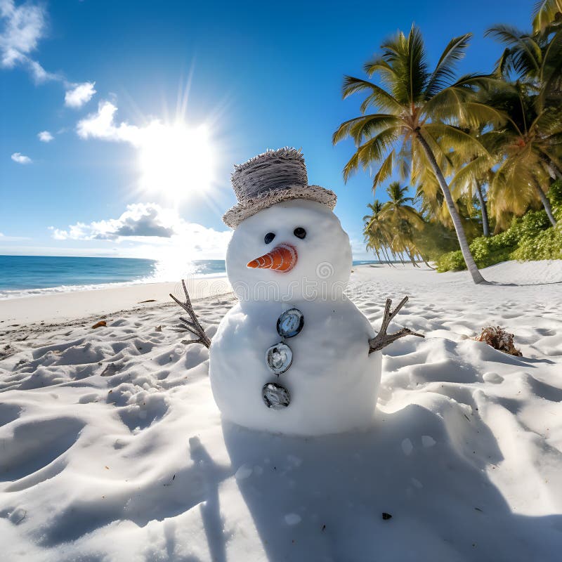 A Funny Snowman on the Beach Generated by Artificial Intelligence Stock ...