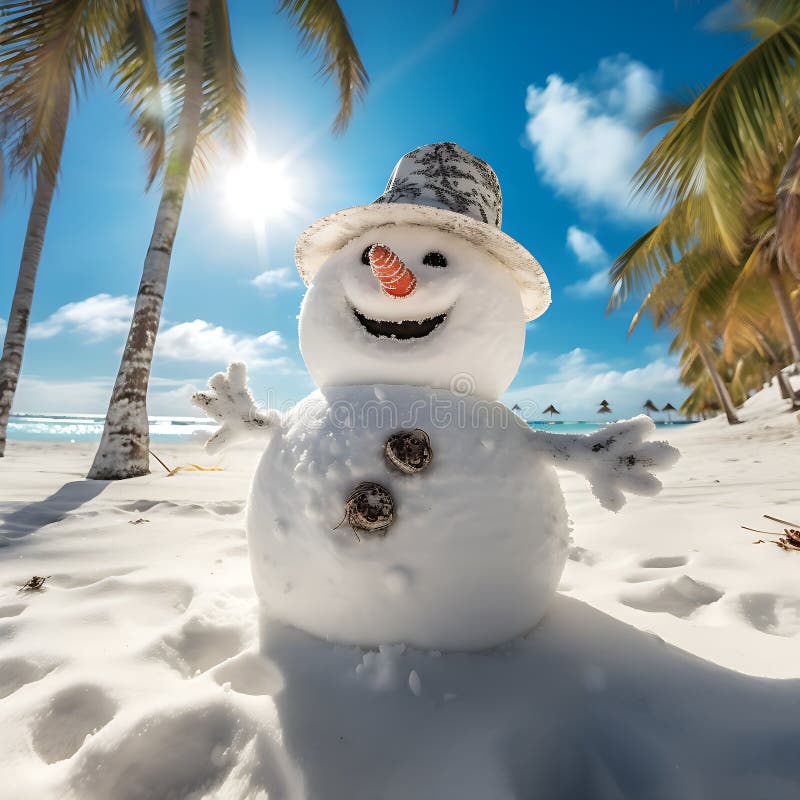 A Funny Snowman on the Beach Generated by Artificial Intelligence Stock ...