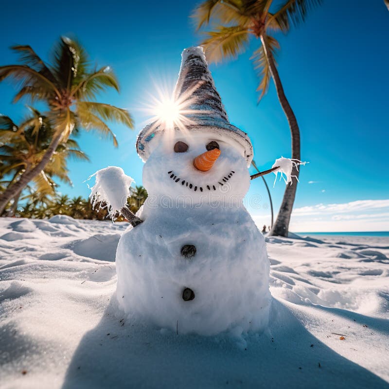 A Funny Snowman on the Beach Generated by Artificial Intelligence Stock ...