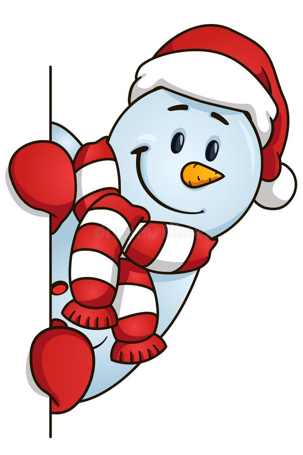 Funny Snowman Hiding Behind the Blank. Vector Illustration. Christmas ...