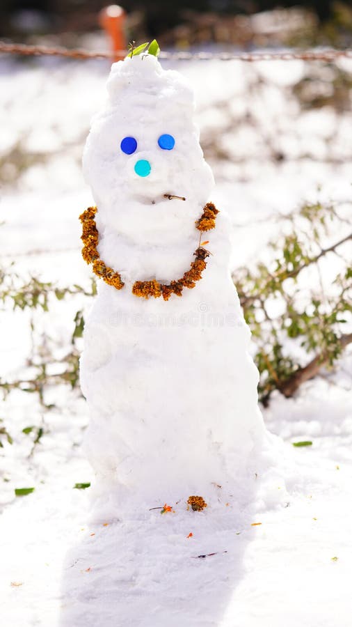 A Funny Snowman Image Made by Hand Stock Image - Image of white ...