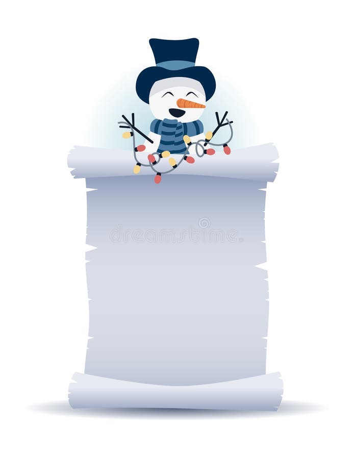 Funny Snowman with Parchment Character Greeting. Snowman Head and ...