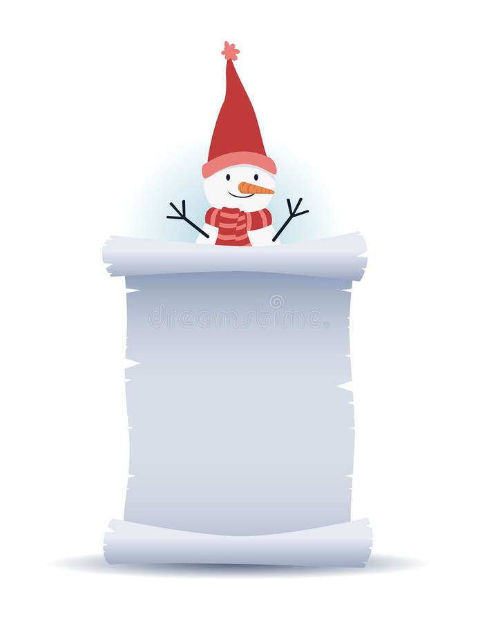 Funny Snowman with Parchment Character Greeting. Snowman Head and ...