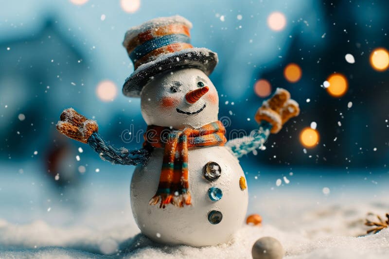 Funny Snowman Under Snow at Night. Generative AI Stock Illustration ...