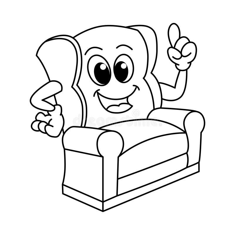 Funny Sofa Cartoon Characters Vector Illustration. Stock Vector ...