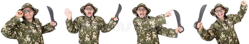 The Funny Soldier Isolated on White Stock Image - Image of commando ...