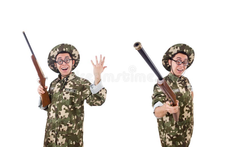 Funny Soldier Isolated on the White Stock Image - Image of ammo, poses ...