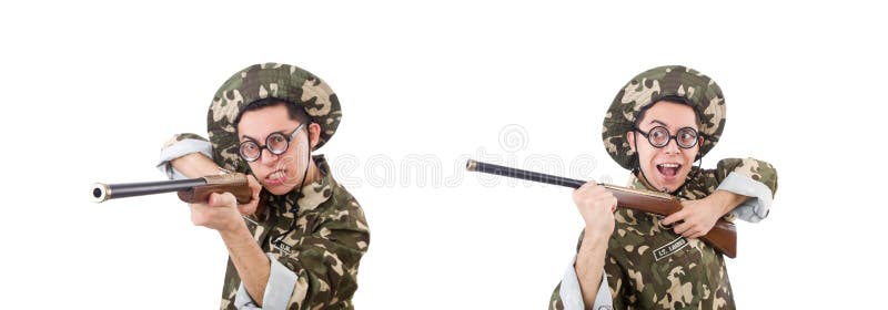 Funny Soldier Isolated on the White Stock Photo - Image of protection ...