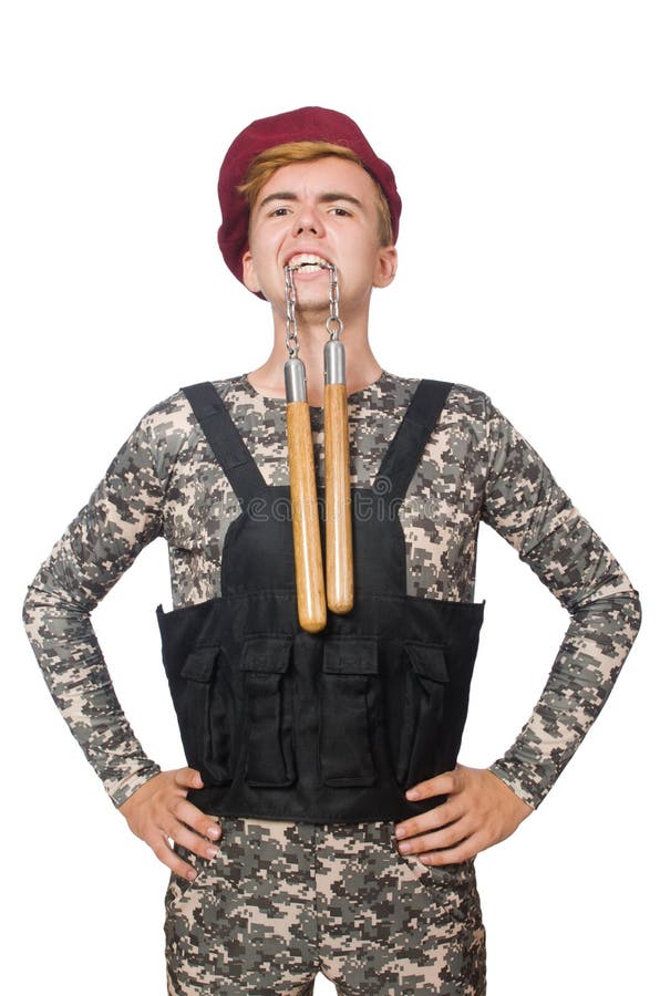 Funny soldier isolated stock photo. Image of army, humor - 46293614