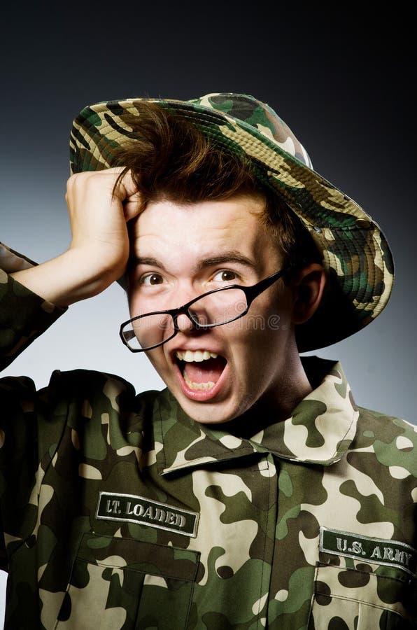 Funny soldier in military stock photo. Image of martial - 46291096