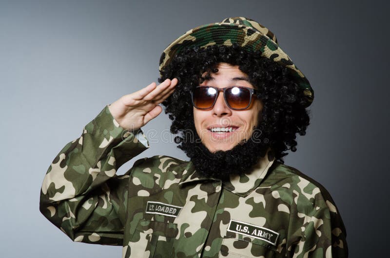 Funny soldier in military stock photo. Image of camouflage - 46293274