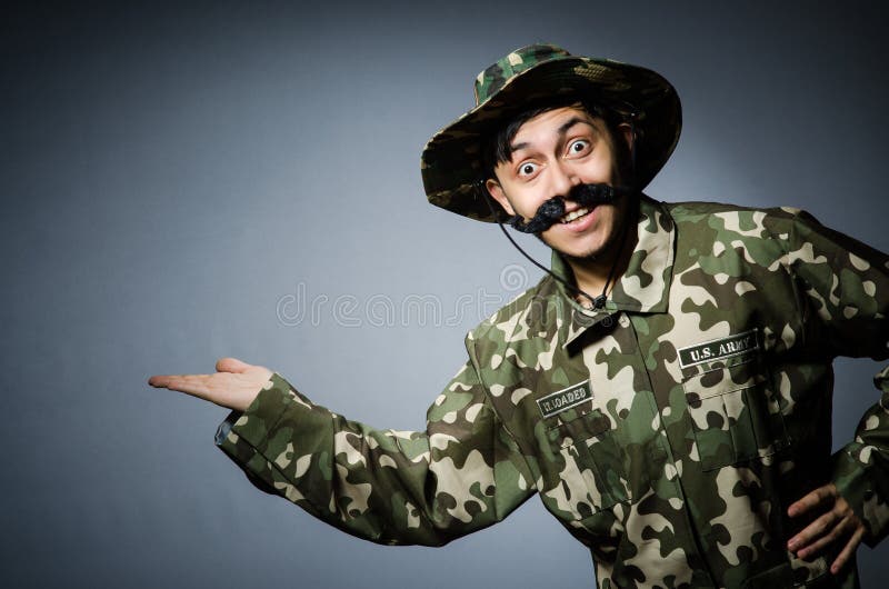 Funny soldier in military stock photo. Image of guerrilla - 46611918