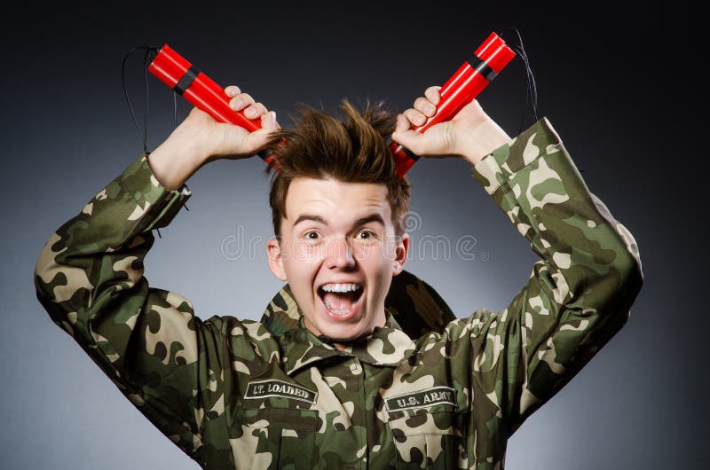 Soldier with dynamite stock photo. Image of assault, armor - 35069692