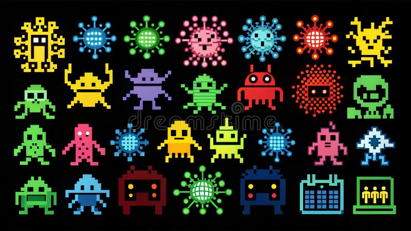Space Invaders Dark Background Space Invaders Icon. Filled Space