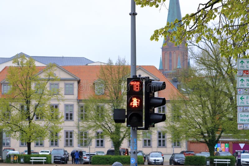 Funny Special Traffic Light in Schwerin, Germany Stock Image - Image of ...
