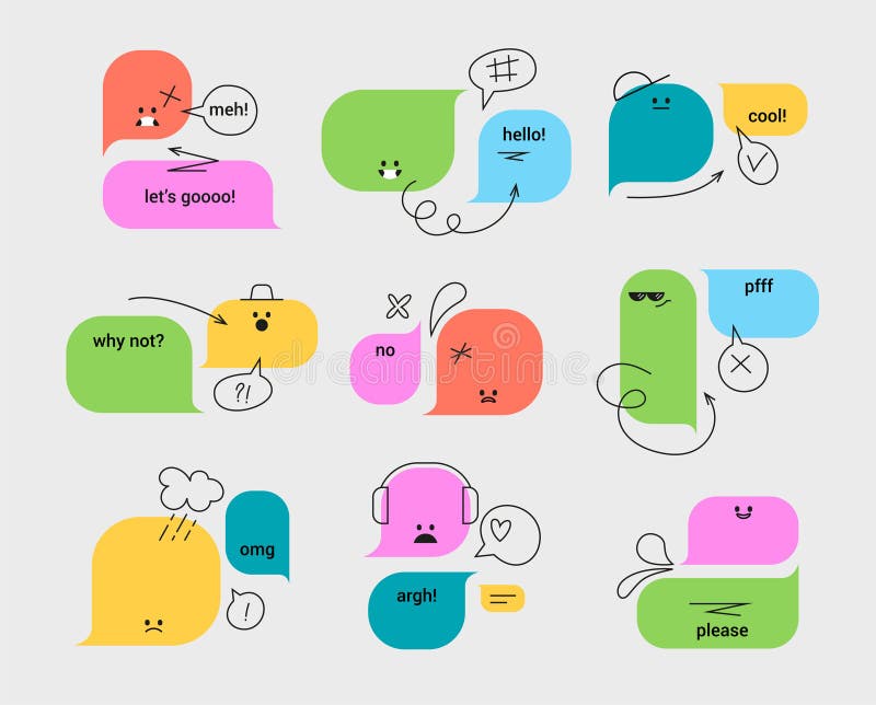 Funny Speech Bubbles Set stock vector. Illustration of speech - 334829225