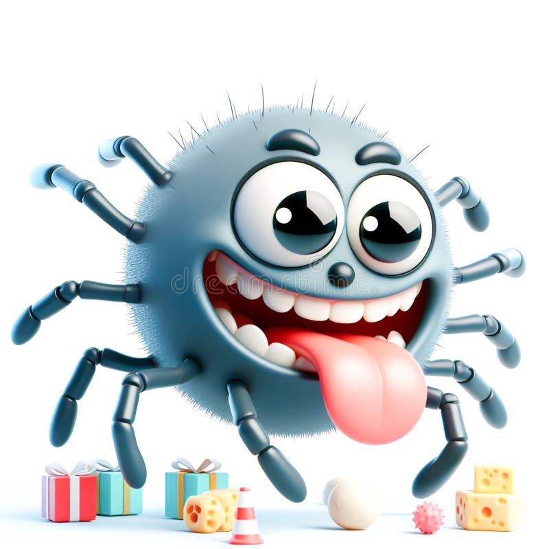 Funny Spider Cartoon with Big Eyes. Invitation Card Stock Illustration ...