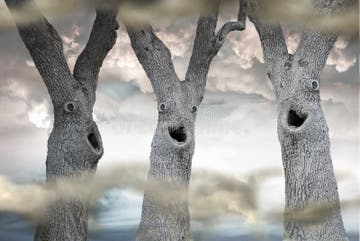 Funny Spooky Trees stock image. Image of eyes, scary - 18404233