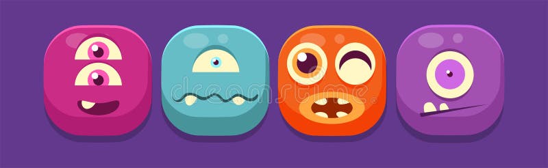 Funny Square Face Character with Emotion Icon Vector Set Stock Vector ...