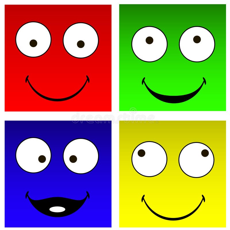 Funny square smilies stock vector. Illustration of positive - 37069901