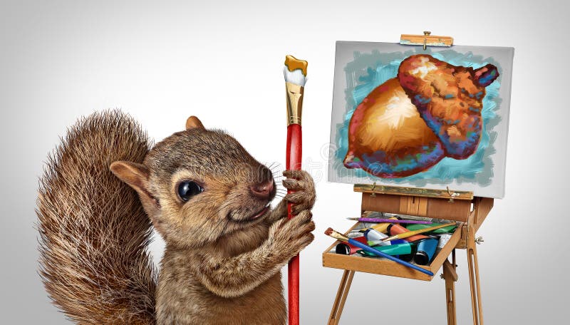 Funny Squirrel Artist stock illustration. Illustration of teachers ...