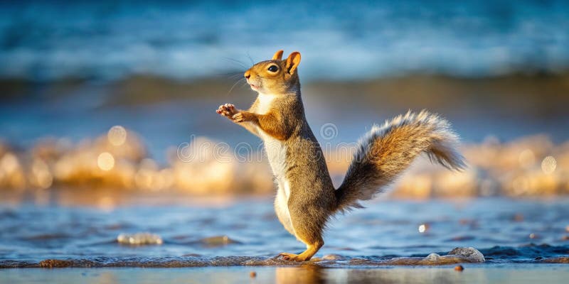 A Funny Squirrel Dances on the Seashore Cute Crazy Squirrel Funny ...