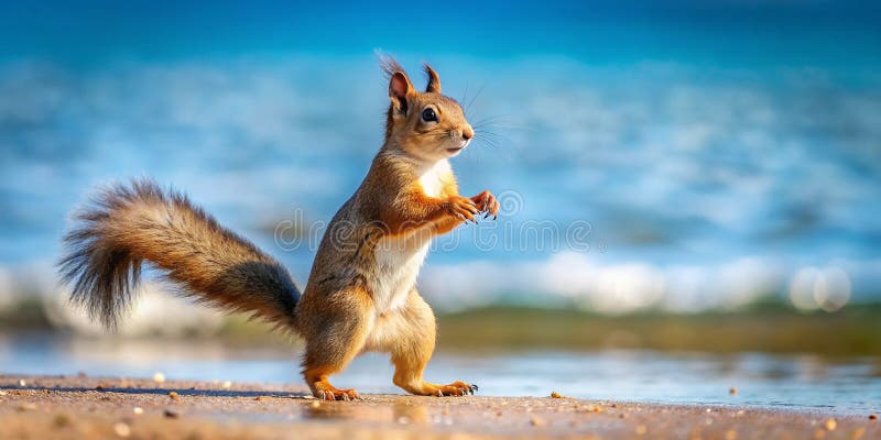 A Funny Squirrel Dances on the Seashore Cute Crazy Squirrel Funny ...