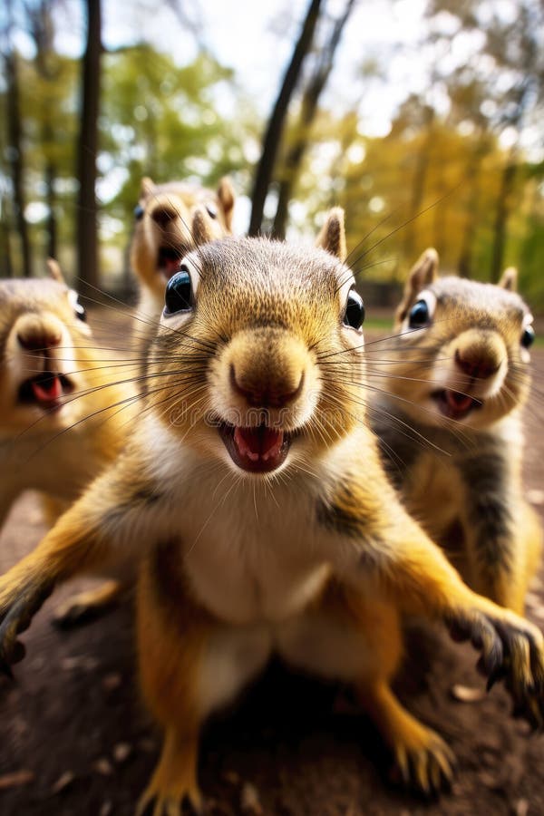 Funny Squirrels with Big Eyes Looking into the Camera Stock Photo - Image of rodent, film: 295409694