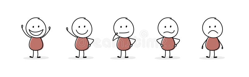 Funny Stickman with Different Emotions. Icon Set Stock Vector ...