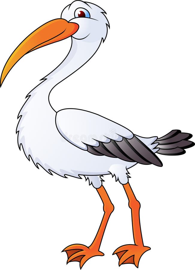 Funny stork cartoon stock vector. Illustration of bird - 23782279