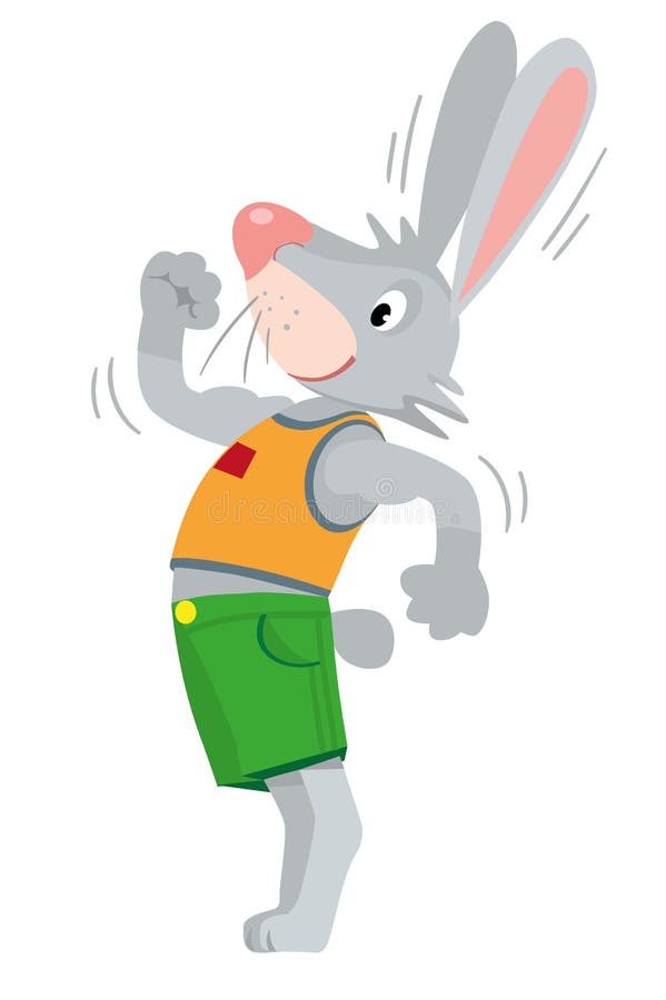 Funny strong rabbit stock vector. Illustration of emotion - 111257792