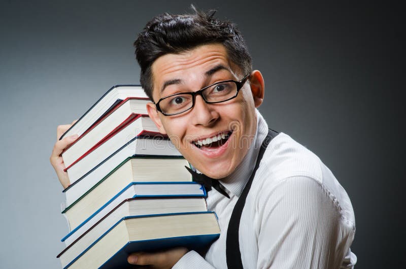Funny student with books stock image. Image of humor - 45507151