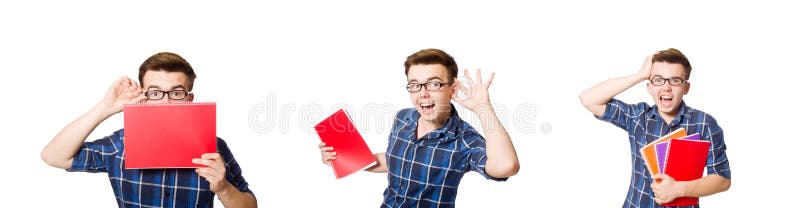 Funny Student Isolated on White Stock Photo - Image of learning, happy ...