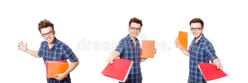 Funny Student Isolated on White Stock Image - Image of college ...