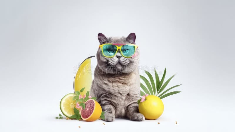 Funny Summer Cat. Illustration AI Generative Stock Illustration ...