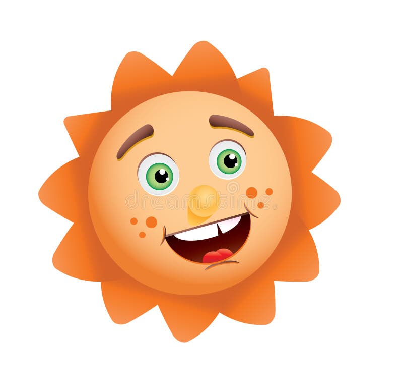 Funny sun face stock vector. Illustration of sunshine - 12136319