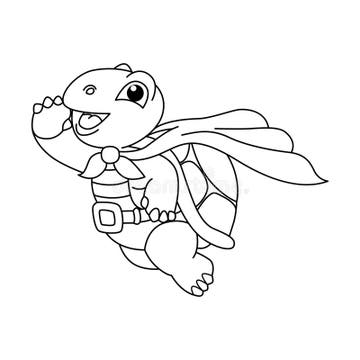Funny Super Turtle Cartoon Vector Coloring Page Stock Vector ...