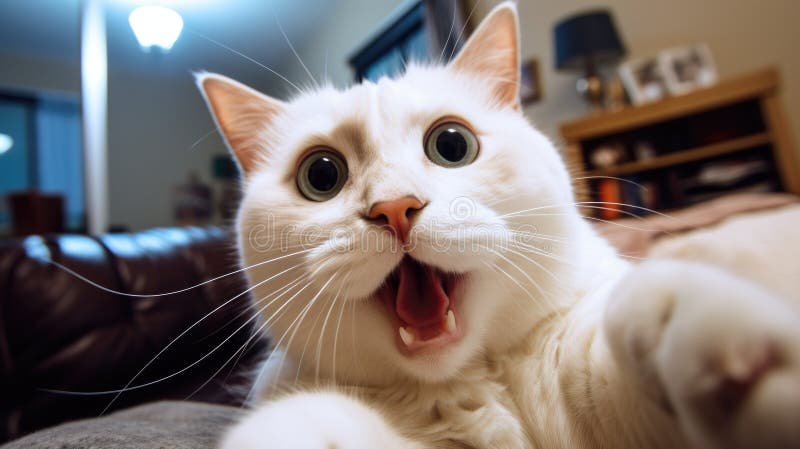 Funny Surprised Cat AI Generated Stock Image - Image of feline, lovely: 325673755